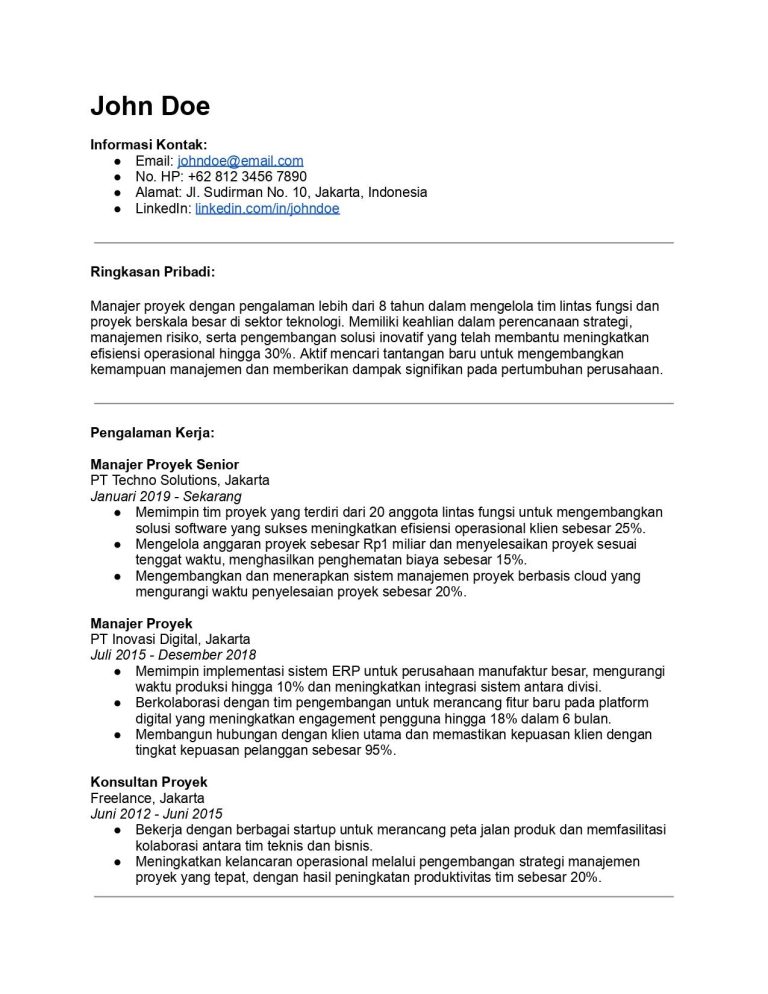 Contoh Cara Membuat CV yang Baik dan Menarik HRD - HRnesia