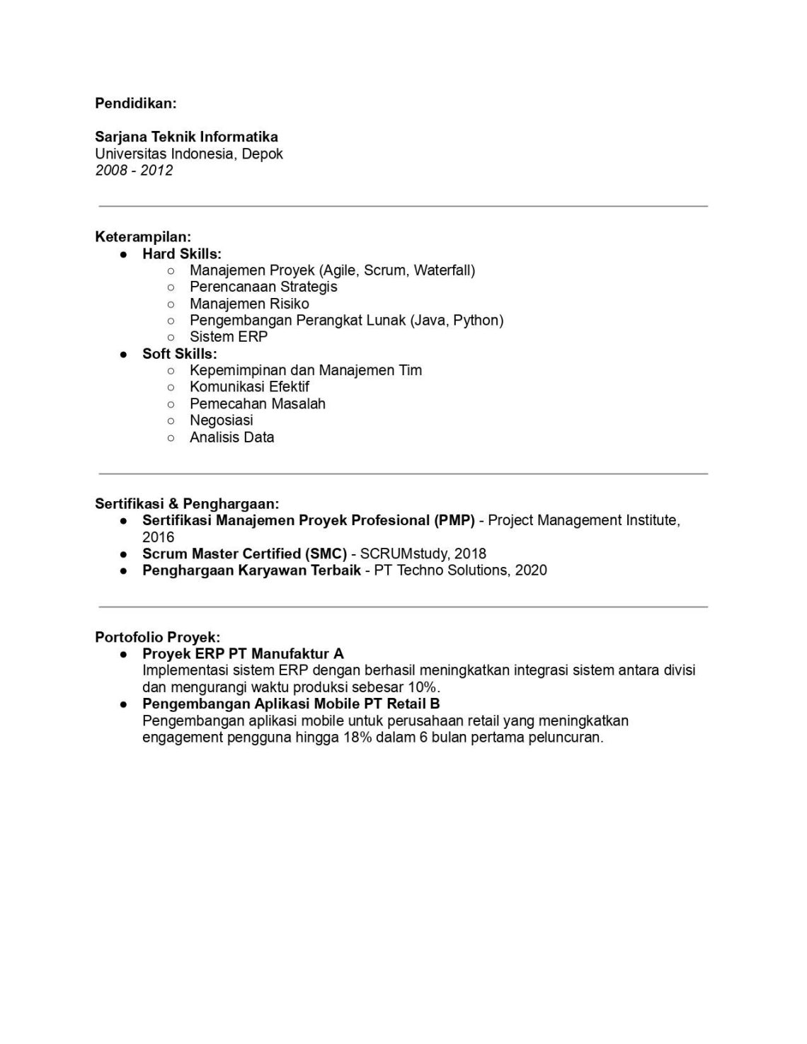 Contoh Cara Membuat CV yang Baik dan Menarik HRD - HRnesia