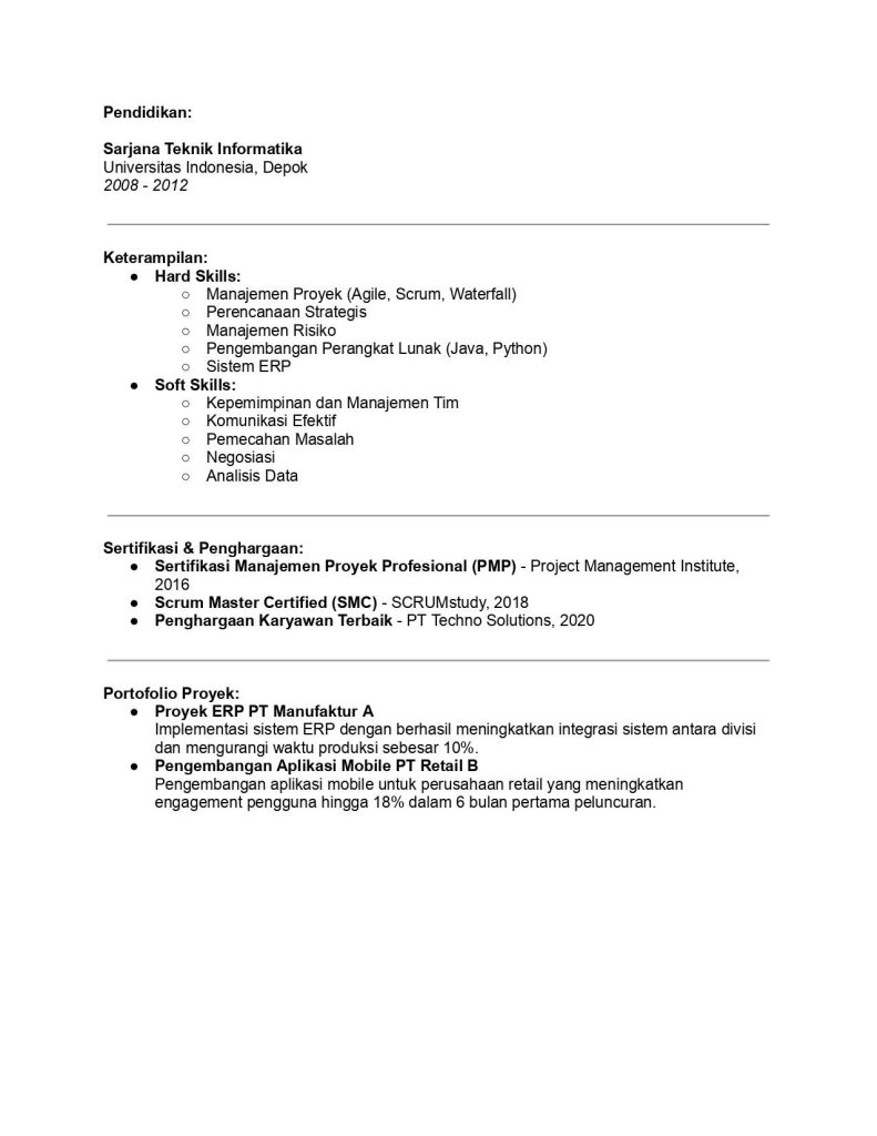 Contoh Cara Membuat CV yang Baik dan Menarik HRD - HRnesia